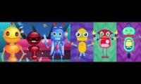 five little robots jumping on the spaceship or farm - Youtube Multiplier